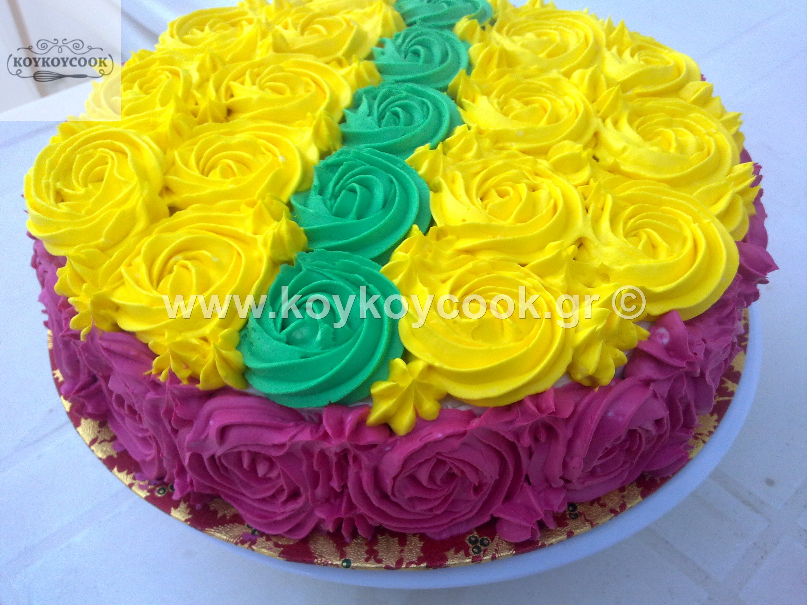 ΤΟΥΡΤΑ ΒΑΝΙΛΙΑ ΜΕ ΚΡΕΜΑ ΣΟΚΟΛΑΤΑΣ SWIRL ROSE TRICOLORE – Koykoycook