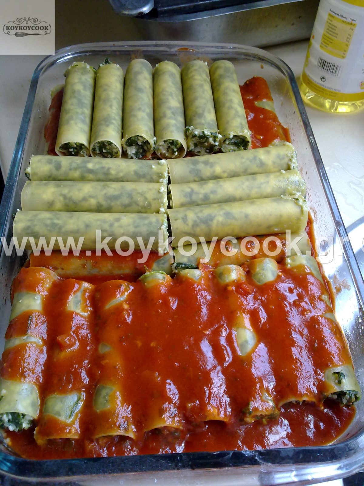 ΚΑΝΕΛΟΝΙΑ ΜΕ ΣΠΑΝΑΚΙ,ΛΕΥΚΟ ΤΥΡΙ & ΚΟΚΚΙΝΗ ΣΑΛΤΣΑ – Koykoycook